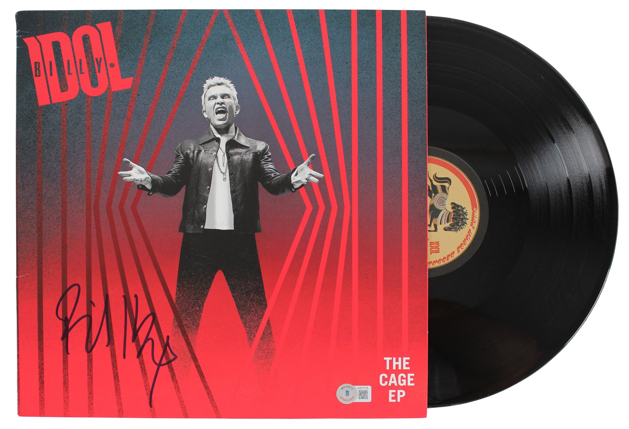 Billy Idol Authentic Signed The Cage EP Album Cover W/ Vinyl BAS #BJ07