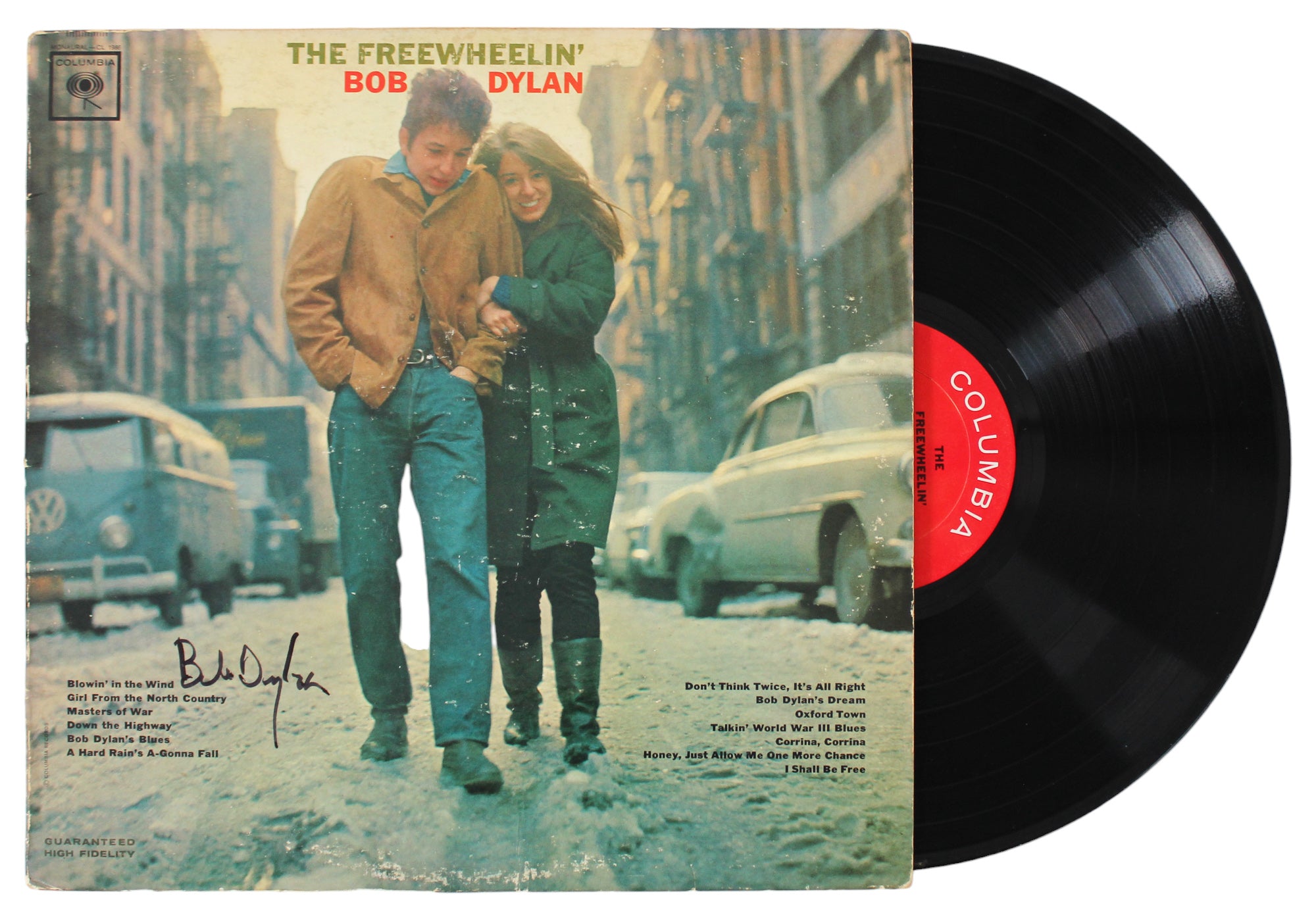 Bob Dylan Signed The Freewheelin' Bob Dylan Album Cover W/ Vinyl JSA