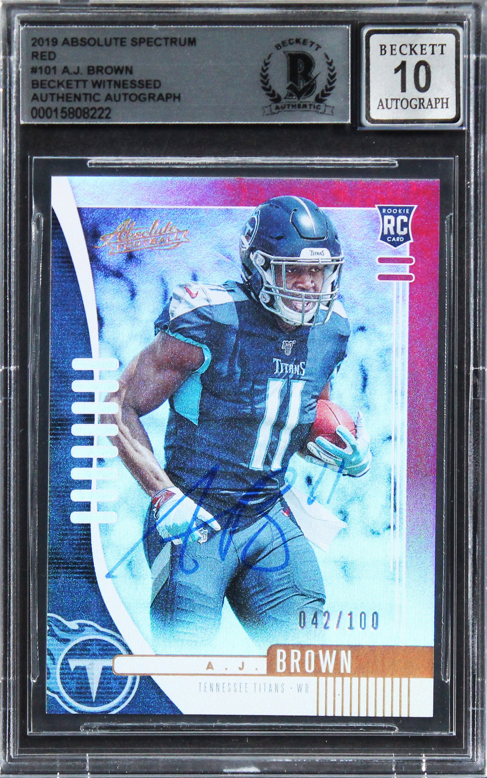 A.J. Brown Signed 2019 Absolute Spectrum #101 RC #42/100 Card Auto 10!