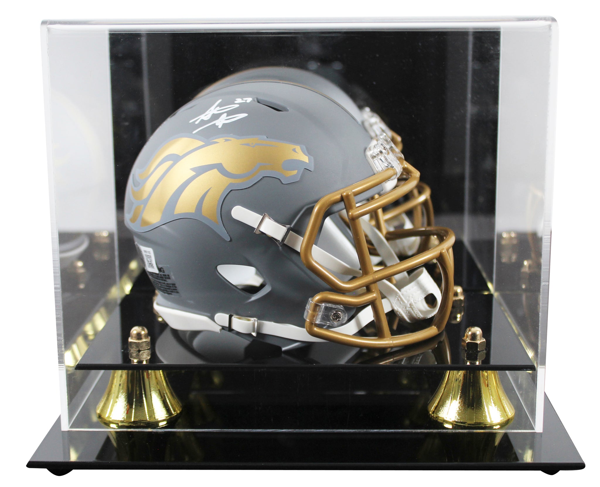 Broncos Steve Atwater Signed Slate Speed Mini Helmet W/ Case BAS Witne