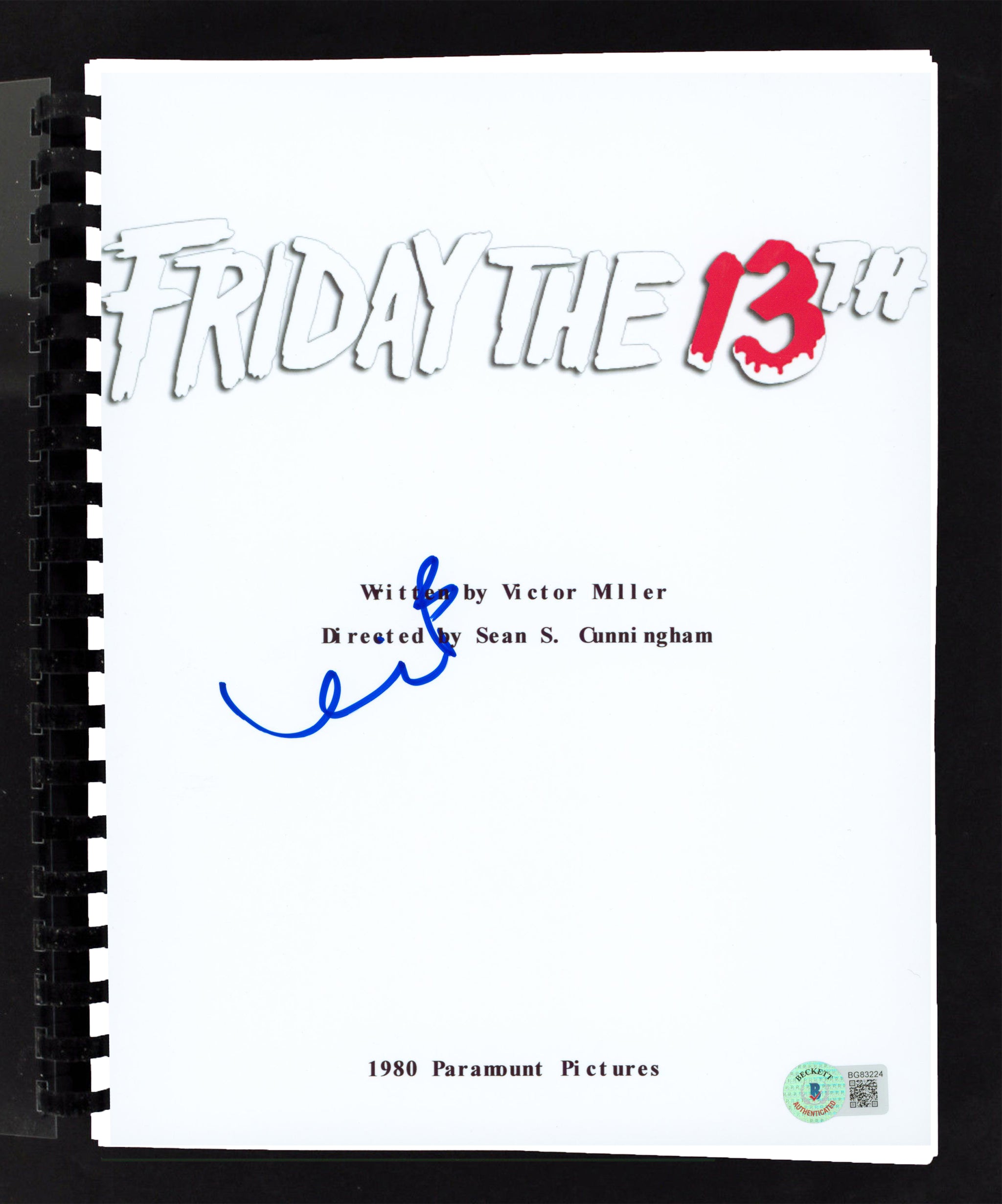 Kevin Bacon Friday The 13th Authentic Signed Movie Script BAS #BG83224