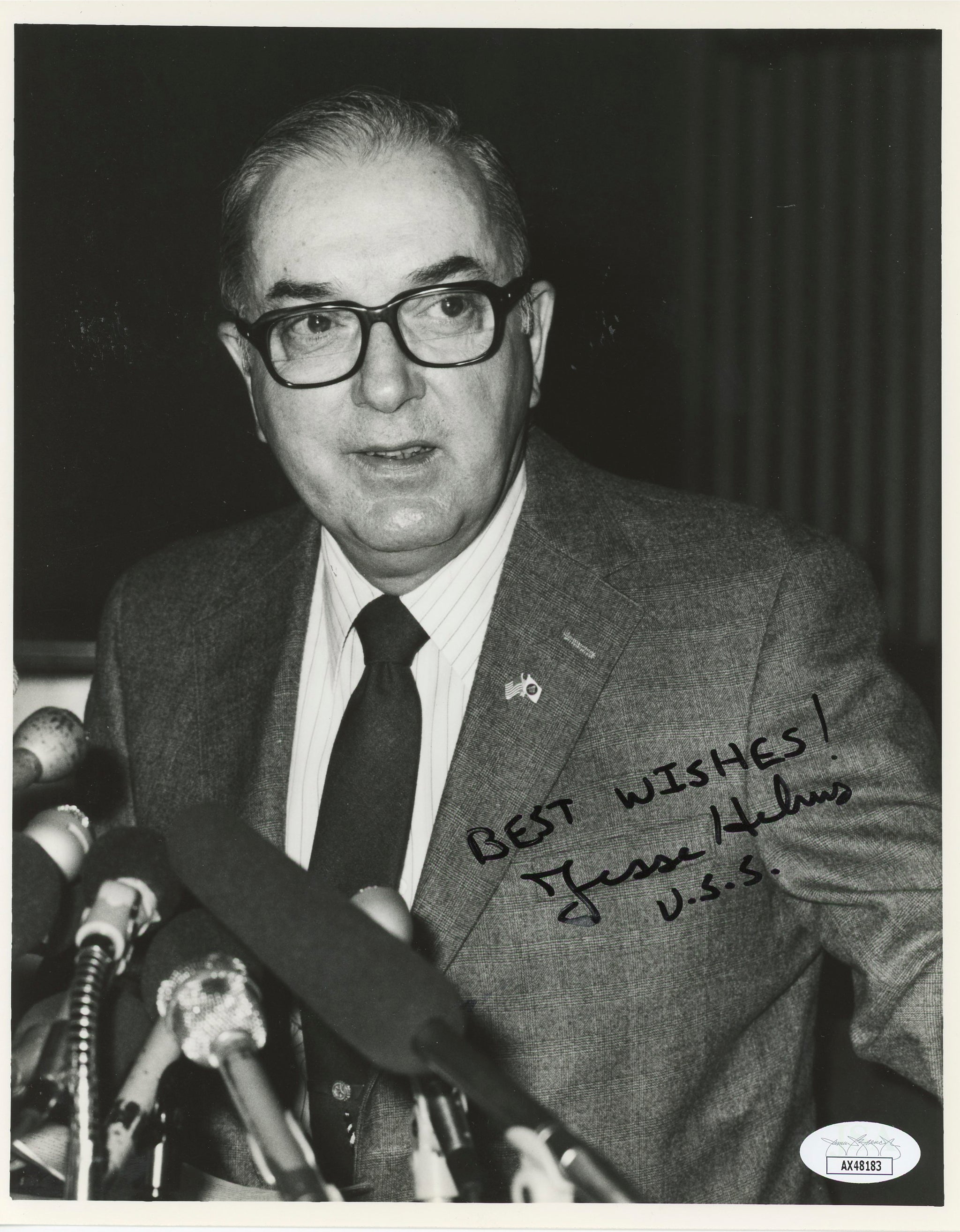 Jesse Helms Former Senator "Best Wishes!" Signed 8x10 Photo JSA #AX481
