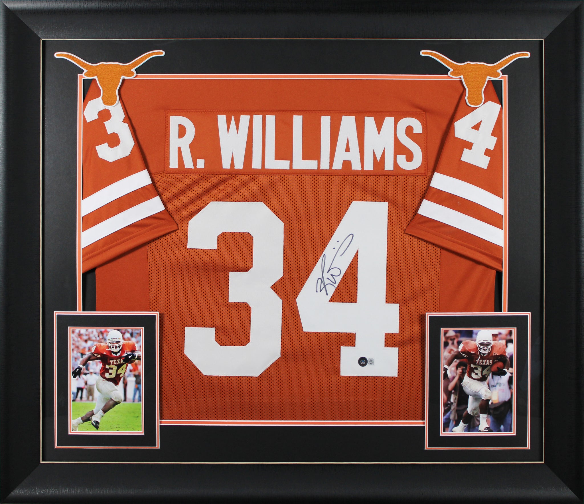Texas Ricky Williams Authentic Signed Burnt Orange Pro Style Framed Je