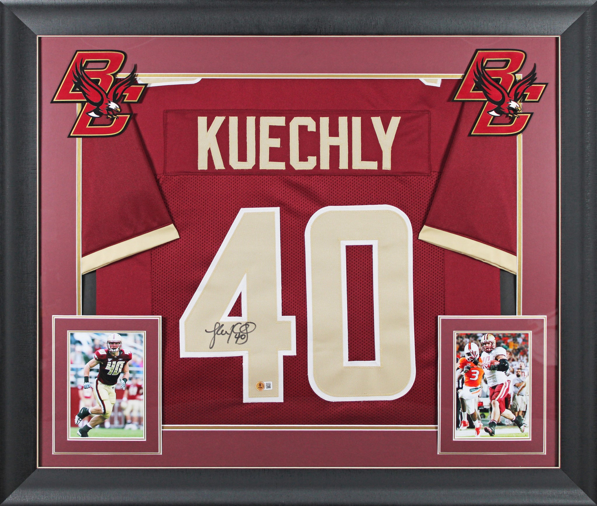 Boston College Luke Kuechly Signed Maroon Pro Style Framed Jersey BAS